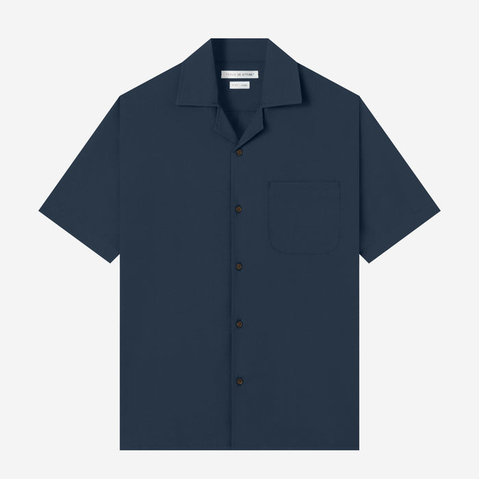 Kemeja Tenue de Attire - Crema Camp Collar - Dusk Navy