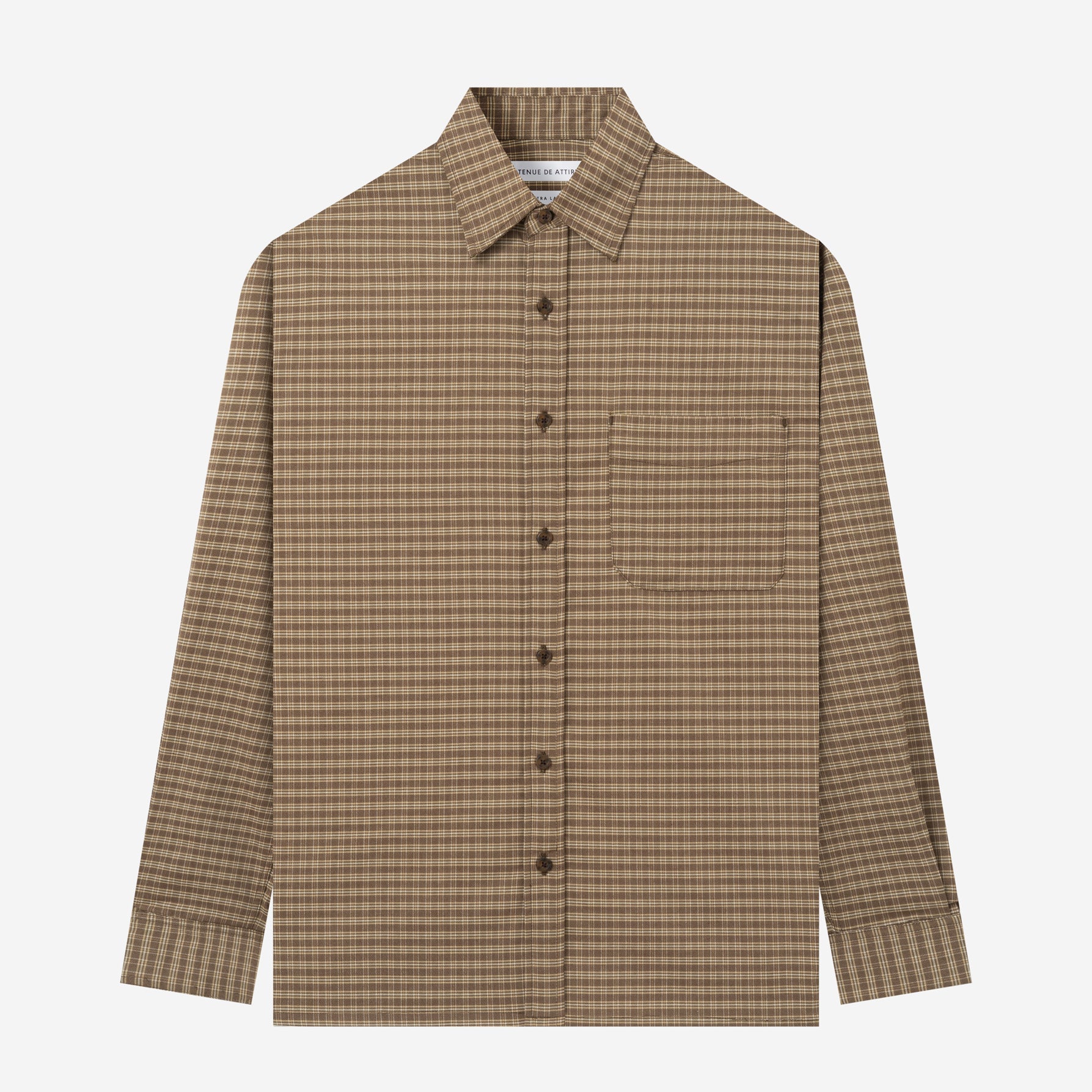 Kemeja Flannel Tenue de Attire - College Long Sleeve - Brown Plaids