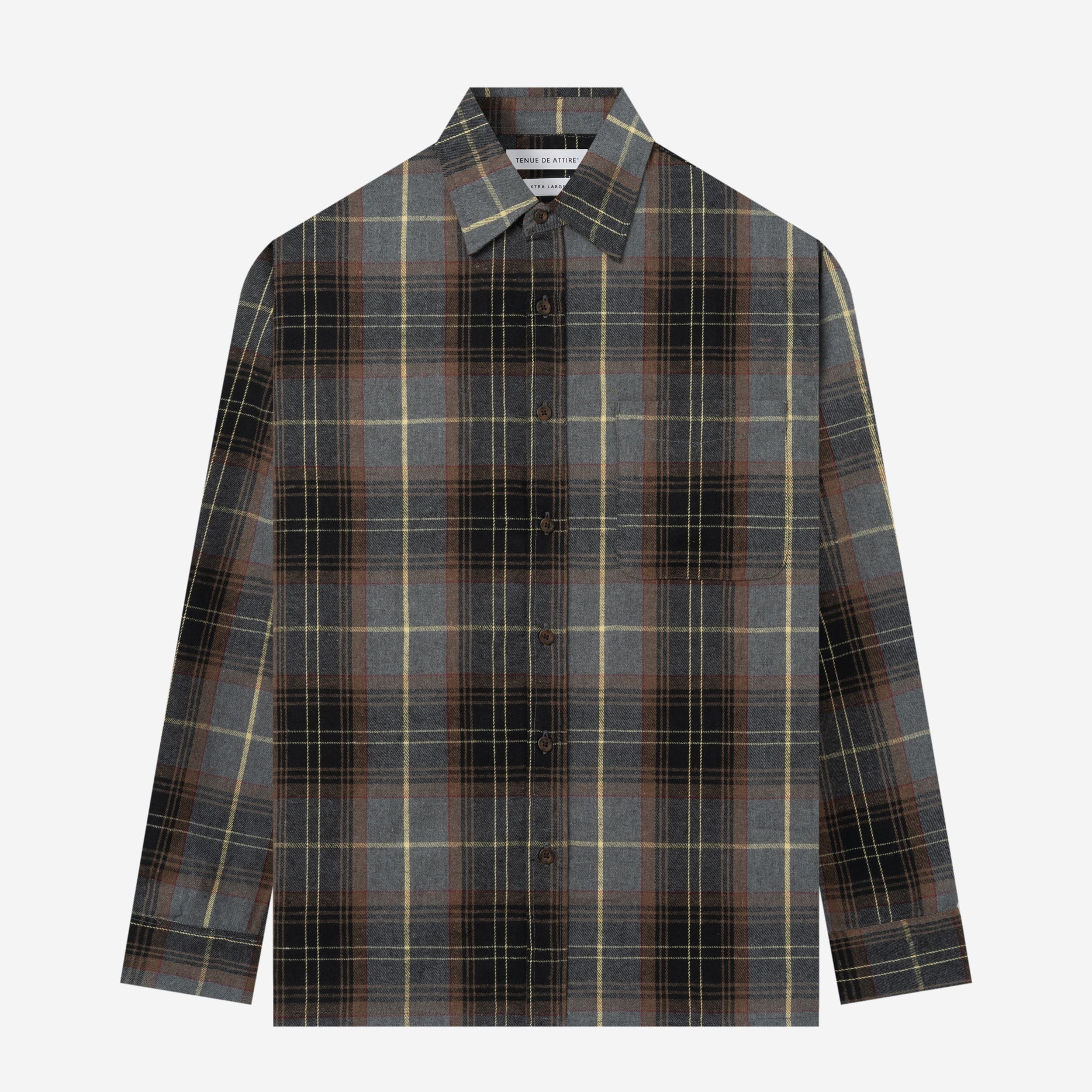 Kemeja Flannel Tenue de Attire - College Long Sleeve - Grey Black