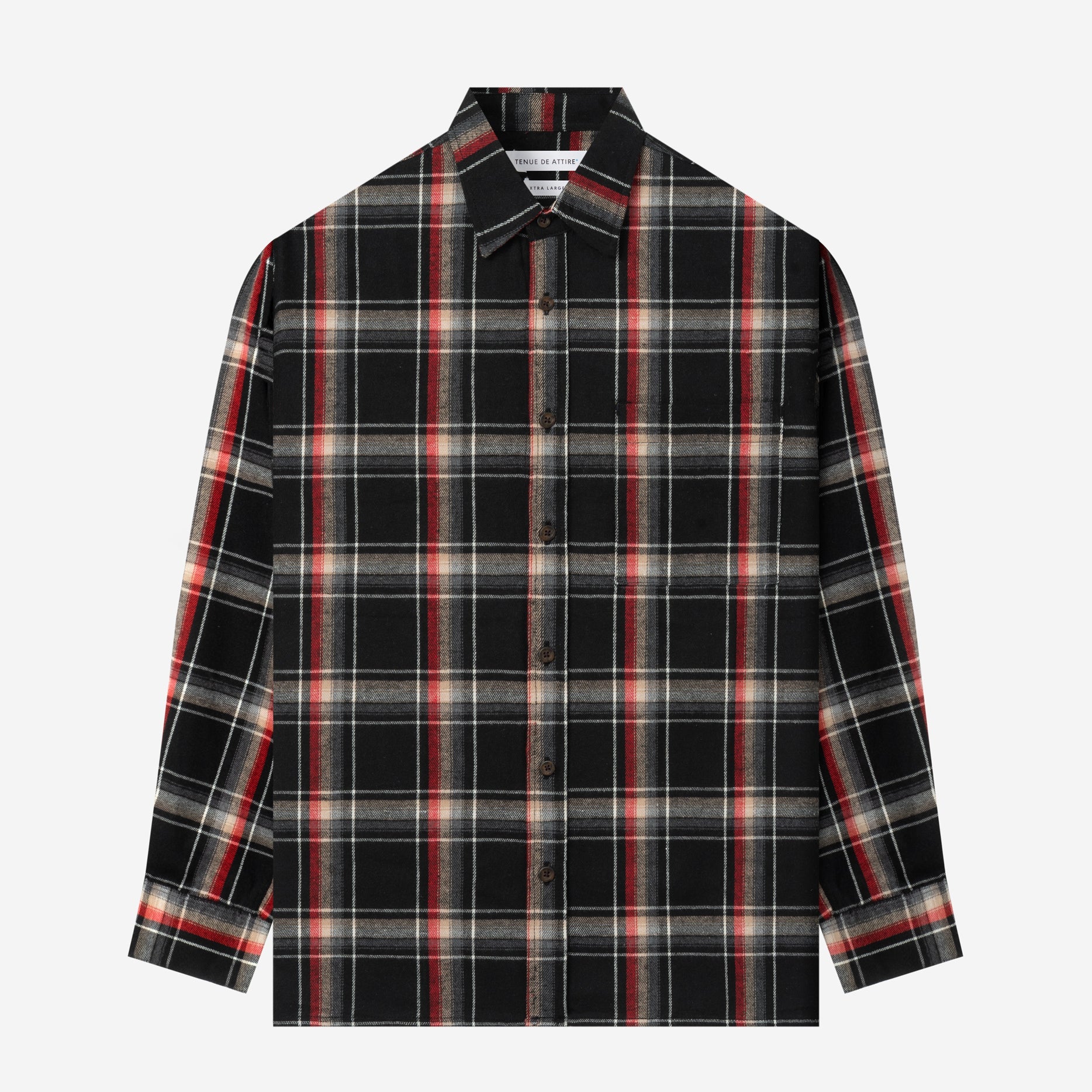 Kemeja Flannel Tenue de Attire - College Long Sleeve - Black Red