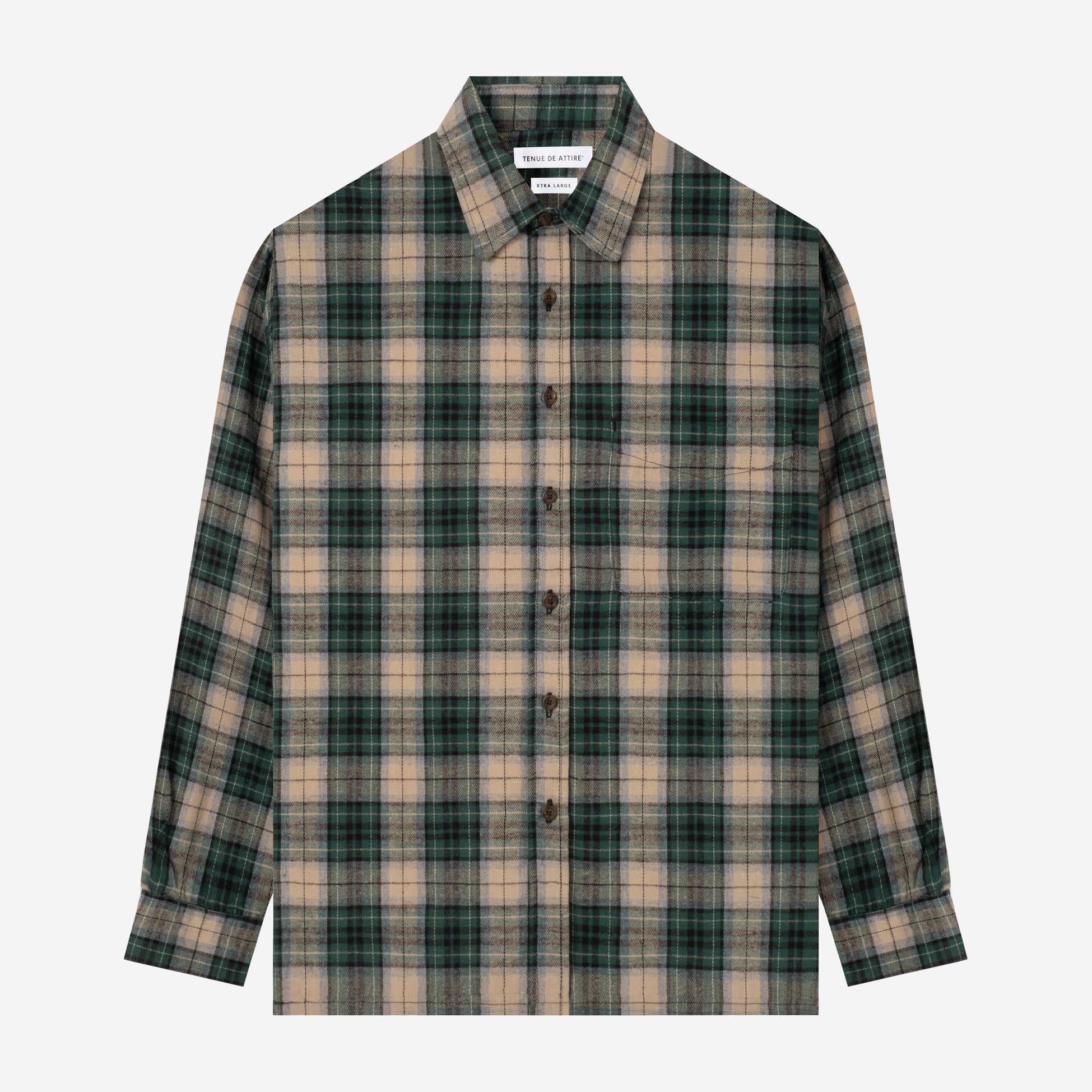 Kemeja Flannel Tenue de Attire - College Long Sleeve - Green Khaki