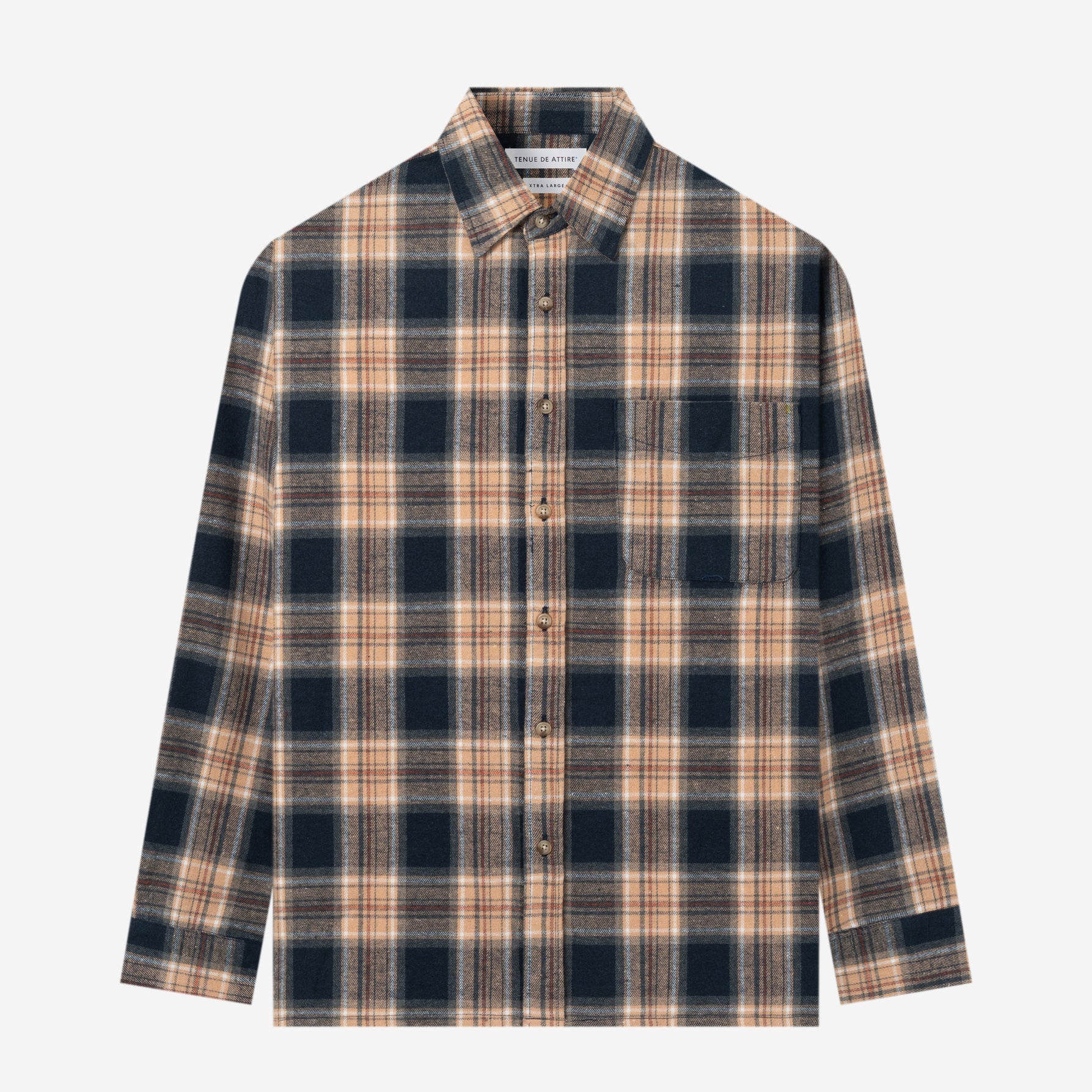 Kemeja Flannel Tenue de Attire - College Long Sleeve - Brown Navy