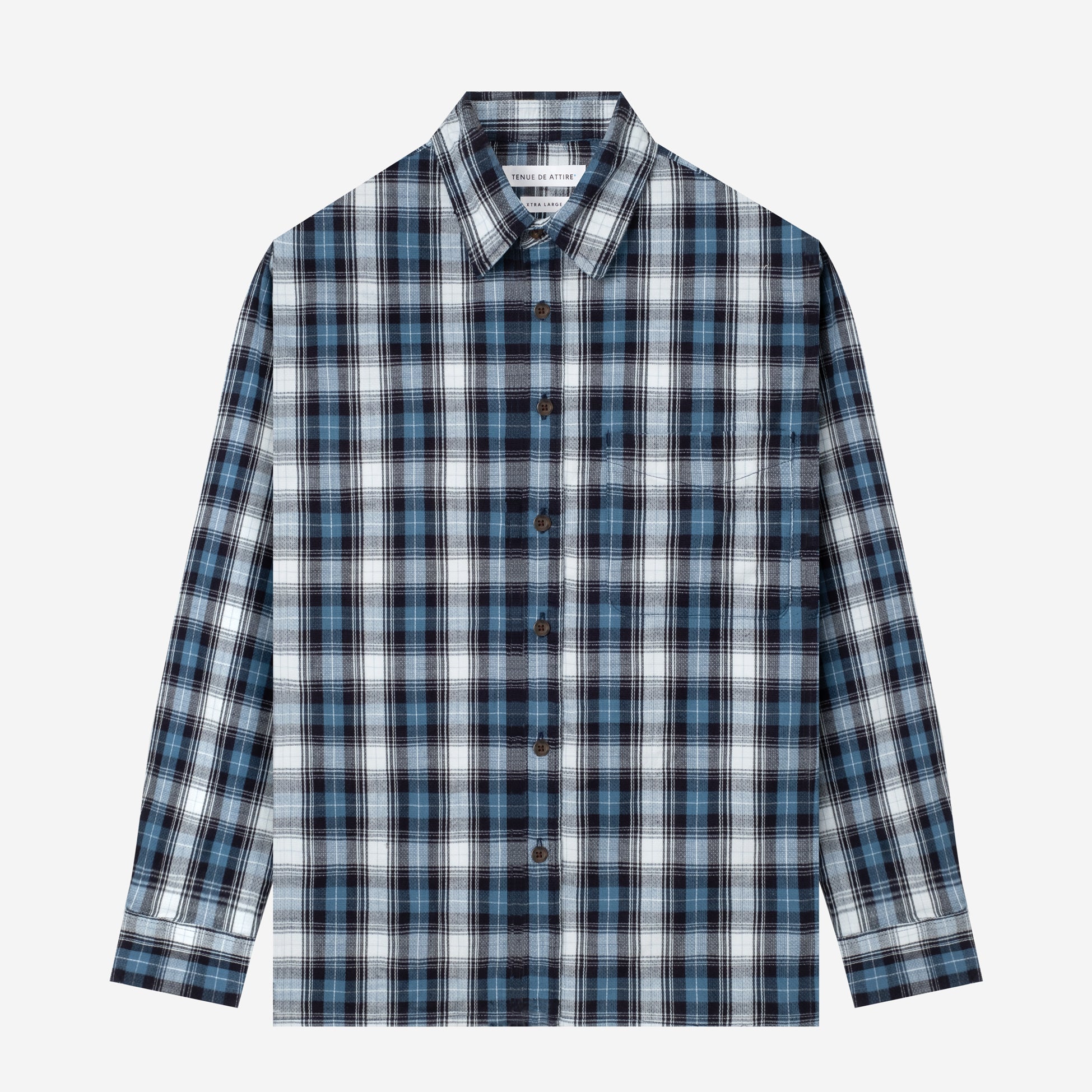 Kemeja Flannel Tenue de Attire - College Long Sleeve - Blue Navy